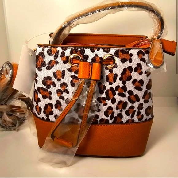 None | Bags | Leopard Print Small Bucket Bag Brown Strap | Poshmark